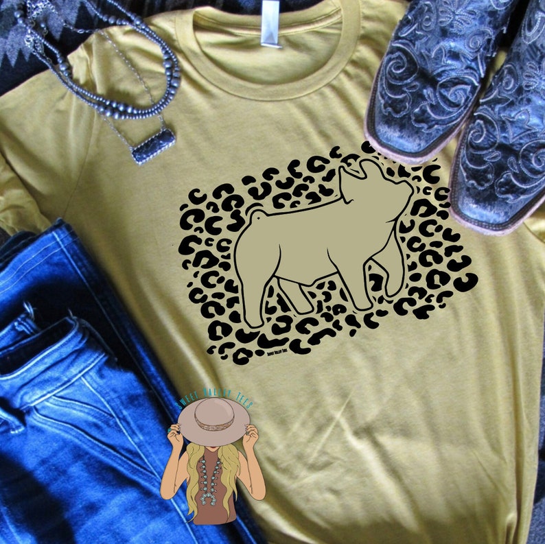 Show Pig Graphic Tee - Leopard Background Show Pig Tee - Livestock ...
