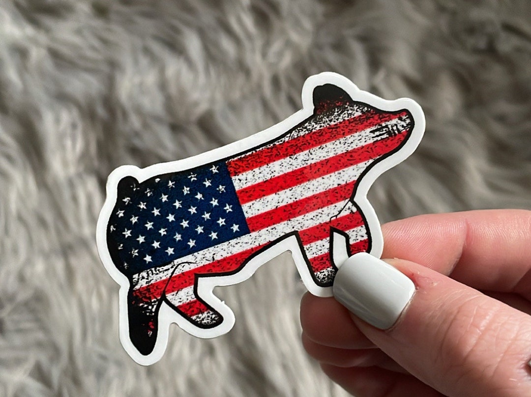 American Flag Show Pig Sticker | Show Pig Sticker | Pig Sticker | Show ...
