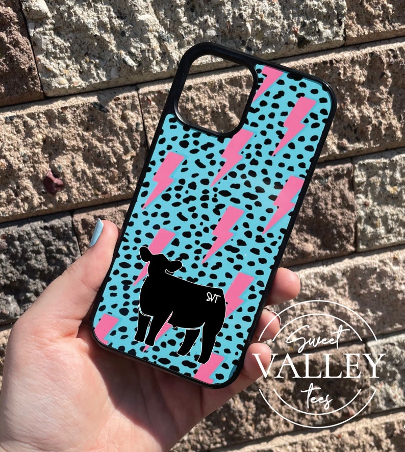 Pink + Teal Lightning Show Cattle Phone Case - Etsy