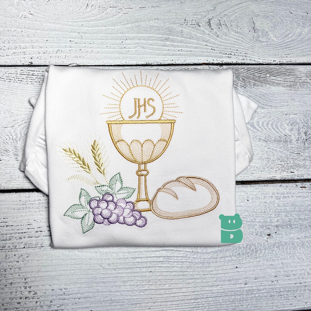 First Communion Shirt, Chalice Embroidery Top, Religious Embroidery ...