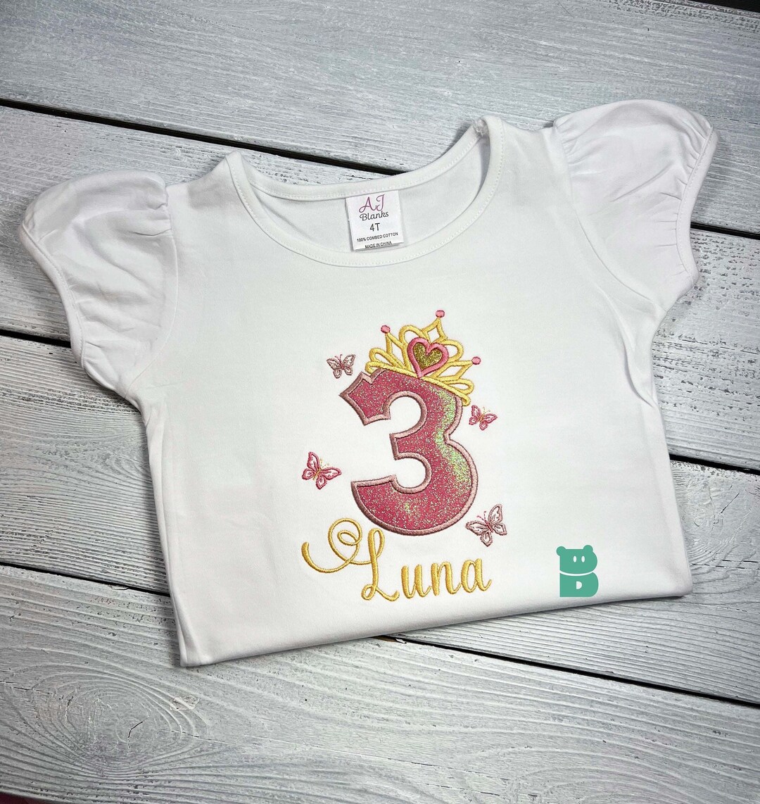Princess Birthday Shirt , 3rd Birthday Princess Party Top, Girl ...