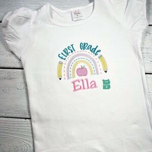 First Grade Rainbow Shirt, Back to School Shirt for Kids, Girl Pencil ...