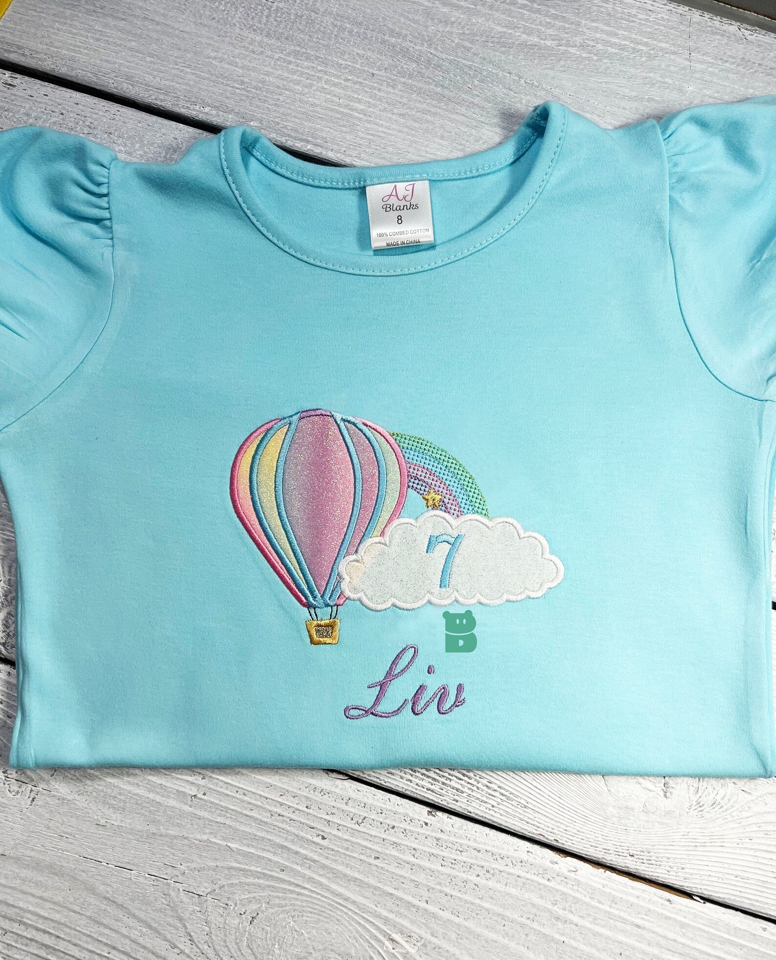 Hot-air Balloon Birthday Shirt , 7th Birthday Party Top, Girl ...