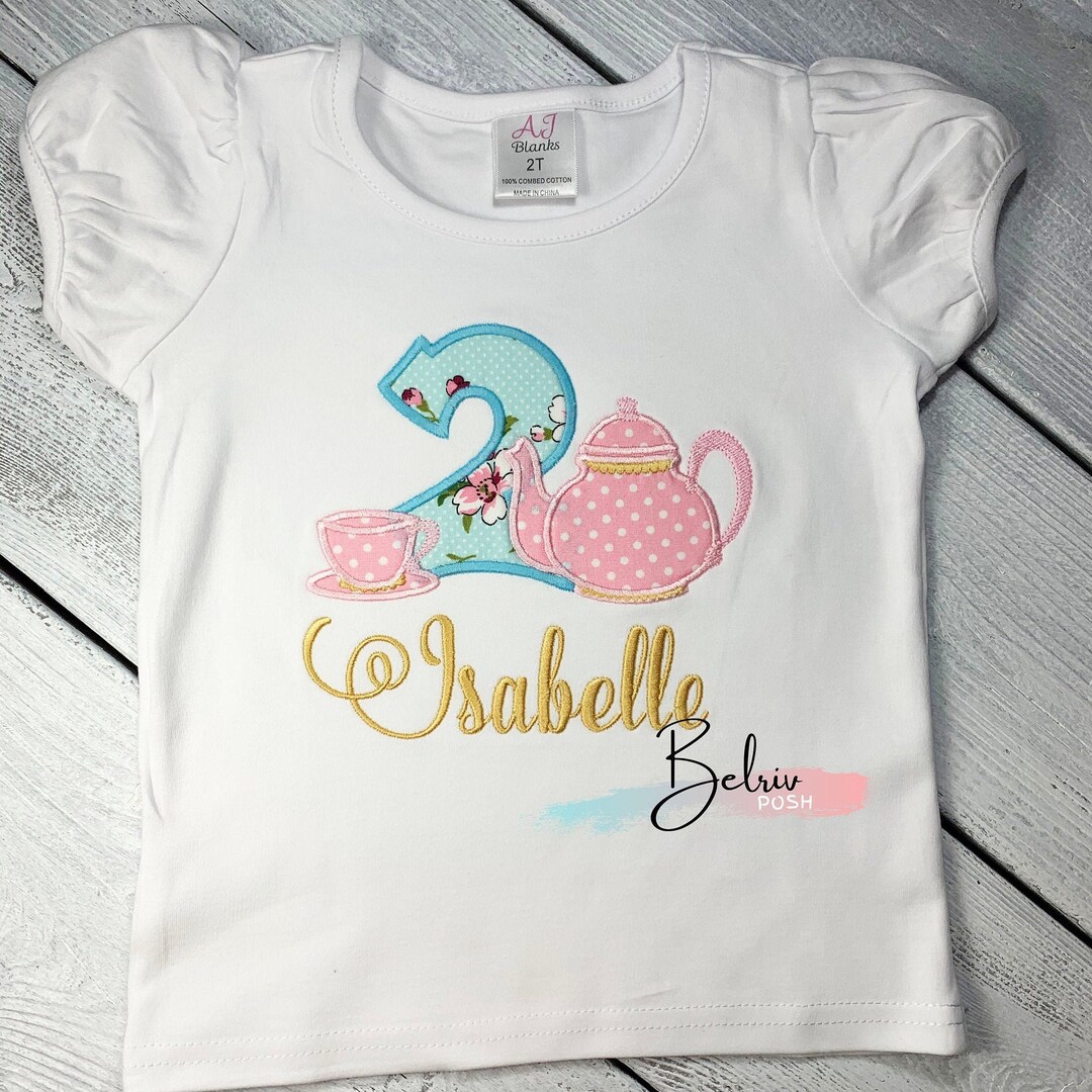 Tea Party Birthday Shirt - Lets Partea Birthday Theme - Tea Pot & Cup ...
