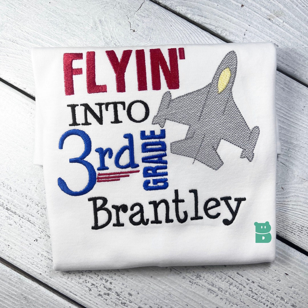 Jet Back to School Shirt, Flyin' Into 3rd Grade, Kids School Shirt ...