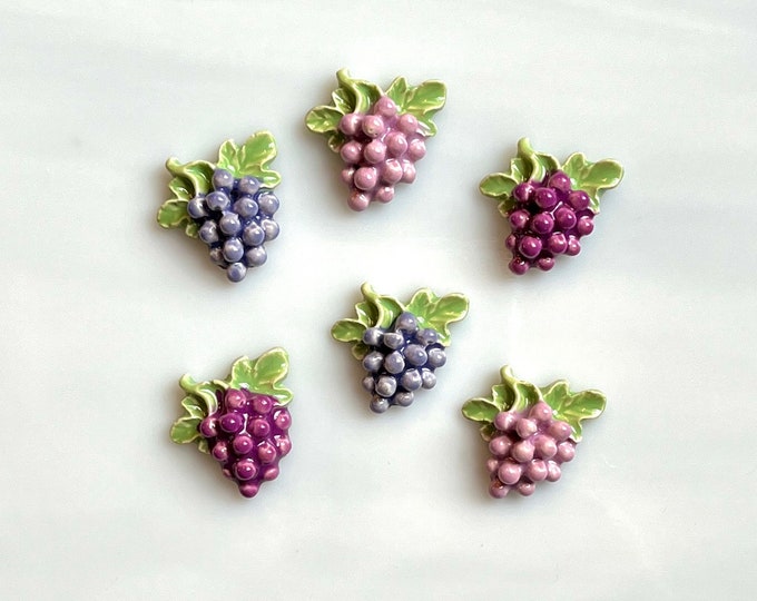 Ceramic Grape Tiles, 6pcs, Various Shades of Purple, Grape Bunches ...
