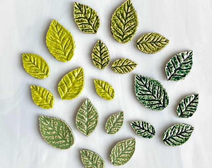 Ceramic Leaf Tiles, 10pcs, Thin Finely Detailed, Five Sizes, Choose ...