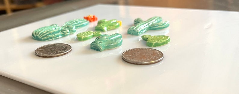 Ceramic Cactus Succulent Tiles, 8pcs, Variety of Styles and Sizes ...