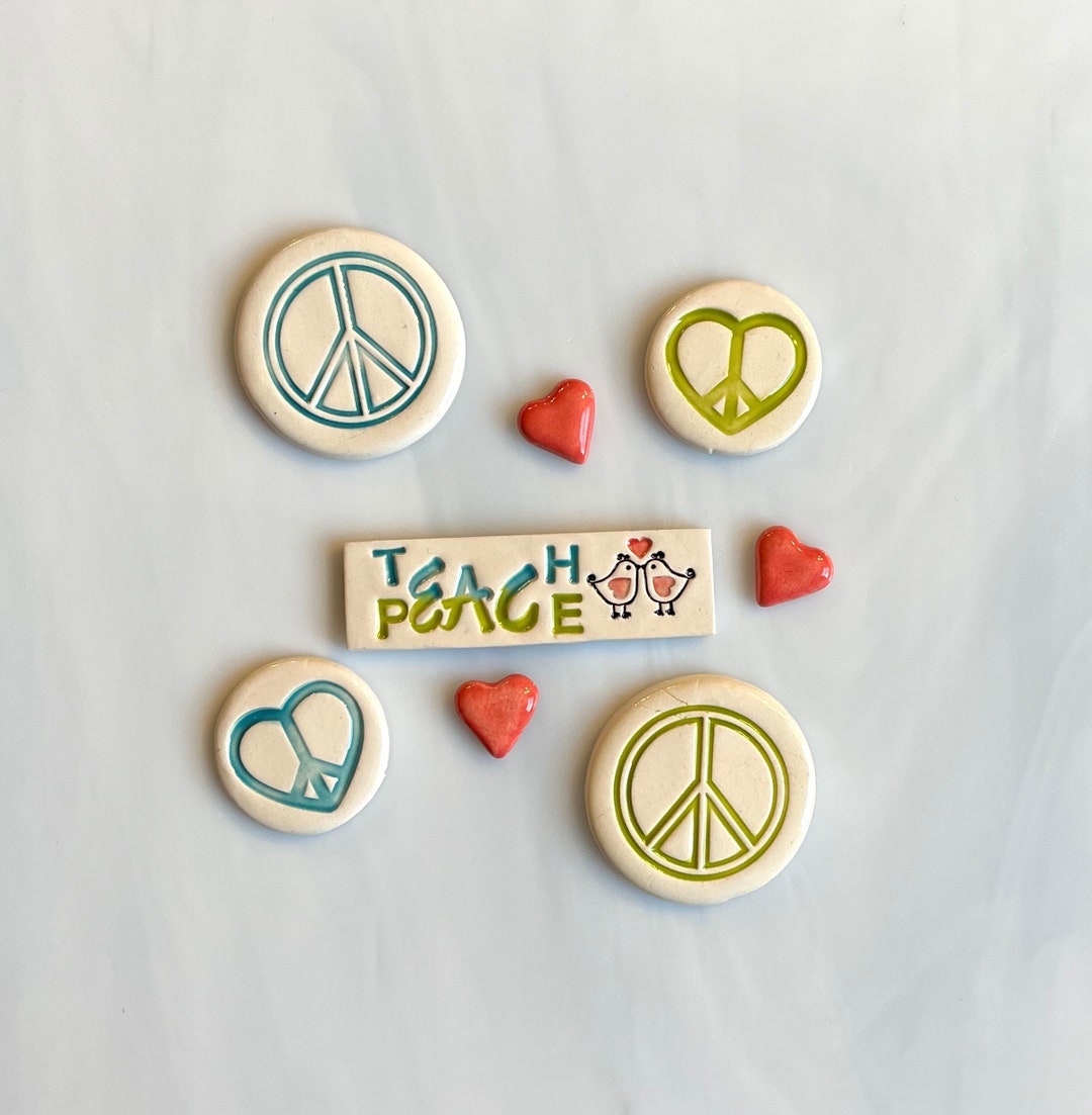 Ceramic Word Tile Set, 8pcs, Inspiring Teach Peace Tile, Two Styles ...