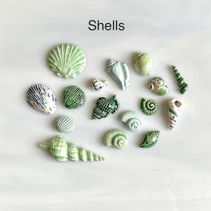 Ceramic Seashell and Sea Creature Tiles, 12pcs, Variety Blues and ...