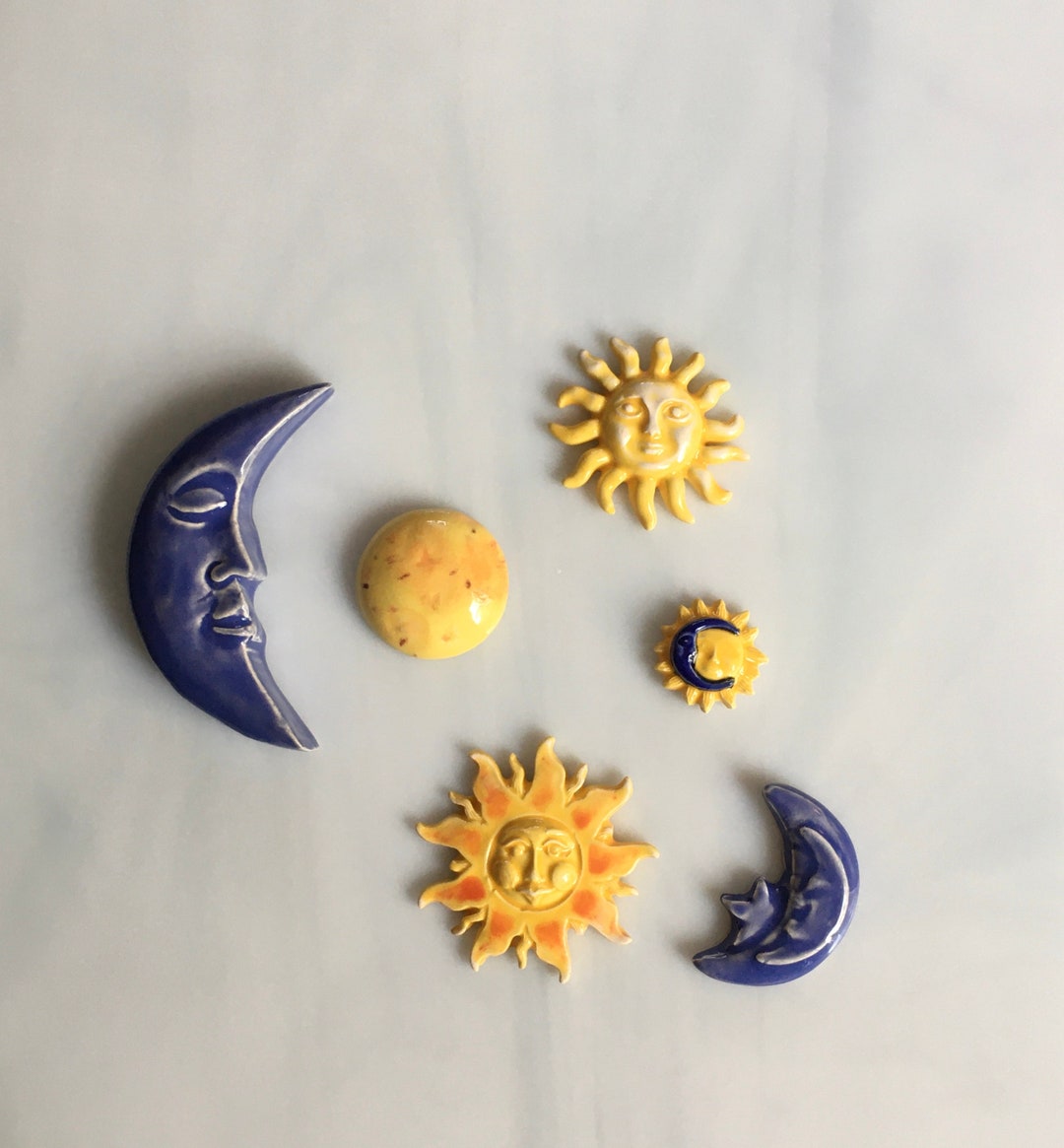 Ceramic Moon and Sun Faces 6pcs Variety Whimsical Moon and - Etsy