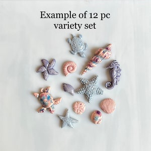 Ceramic Seashell and Sea Creature Tiles, 12pcs, Variety Pinks and ...