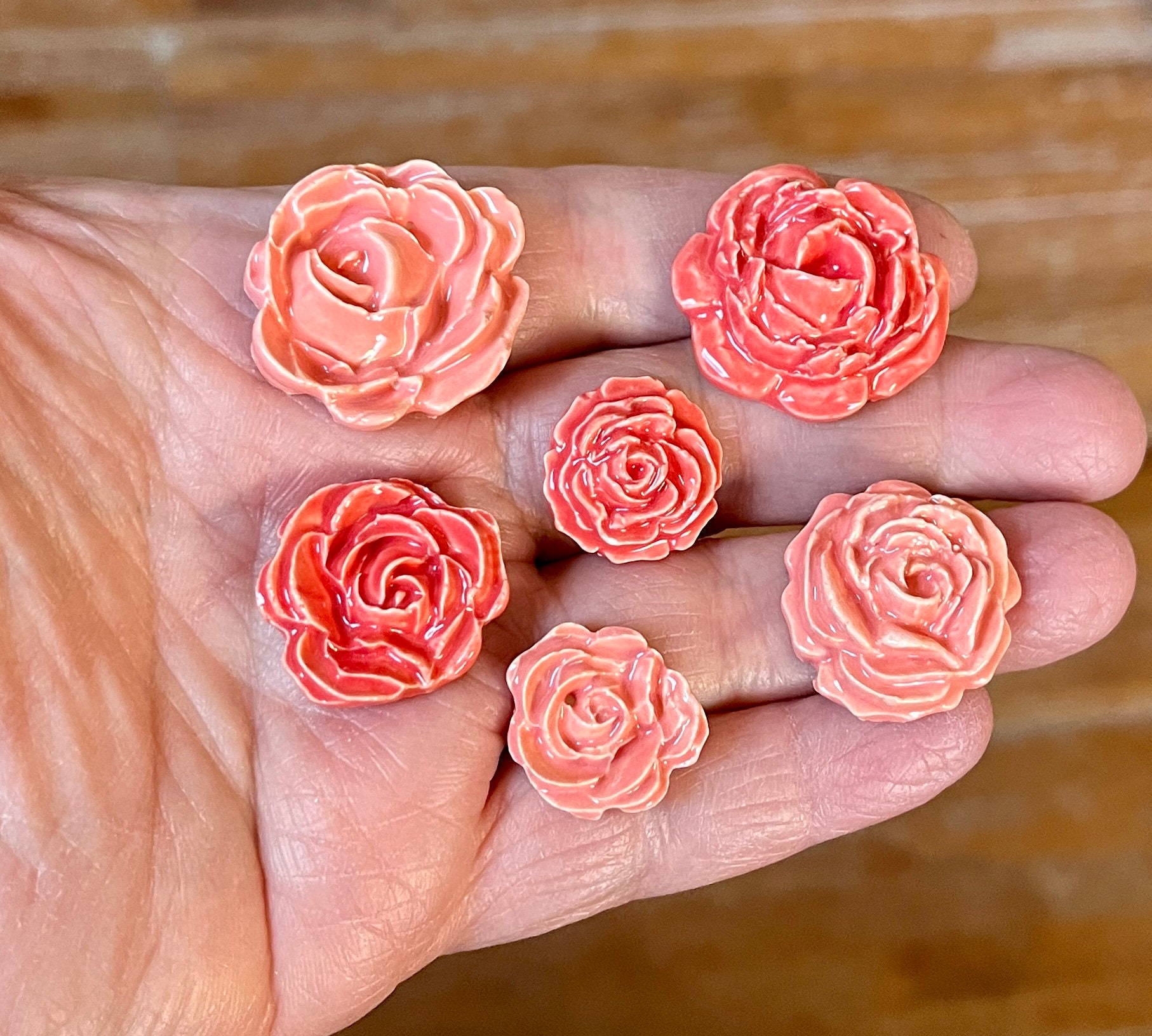 Azulejos de flores de cerámica 12 piezas rosas y hojas - Etsy México