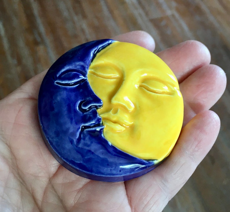 Ceramic Sun/moon Face & Star Tiles 7pcs Whimsical Sun/moon - Etsy