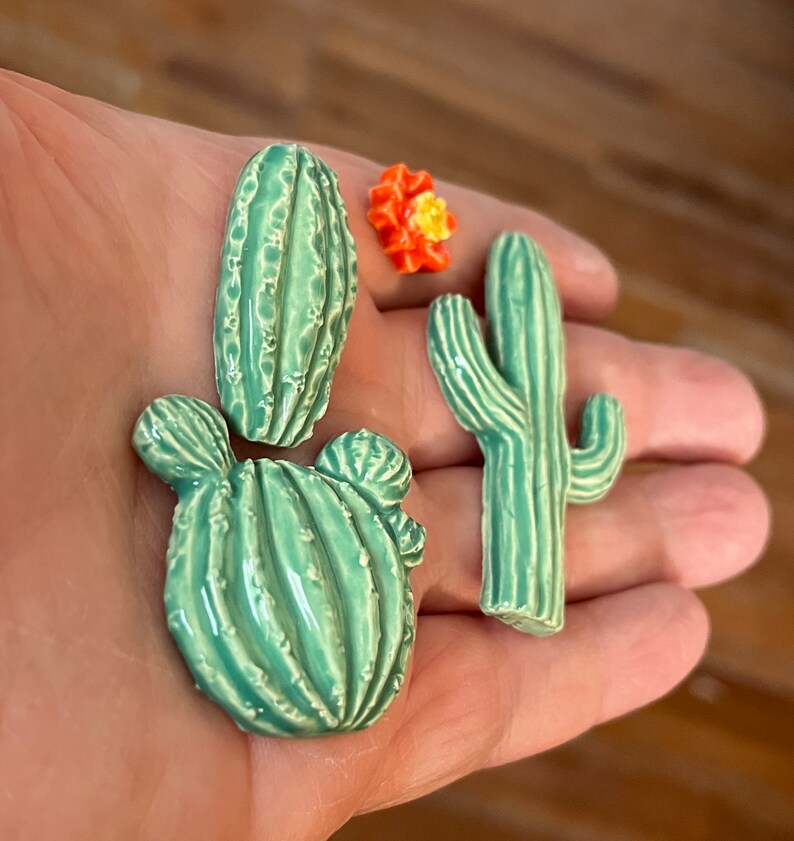 Ceramic Cactus Succulent Tiles, 8pcs, Variety of Styles and Sizes ...