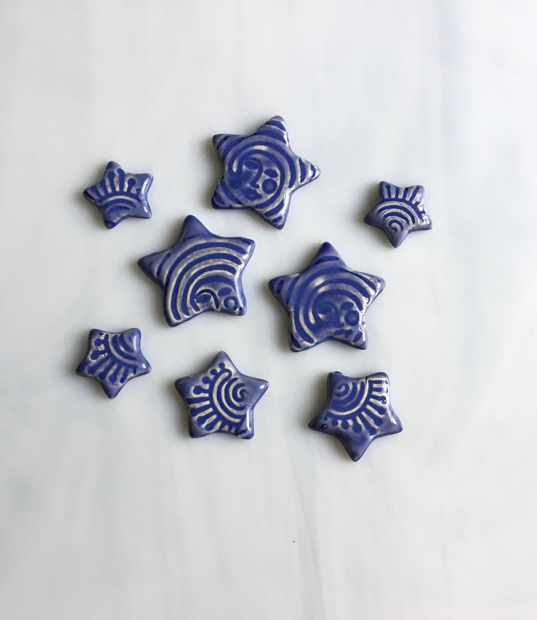 Ceramic Star Tiles 8 Pcs Whimsical Blue Purple Star Tiles - Etsy