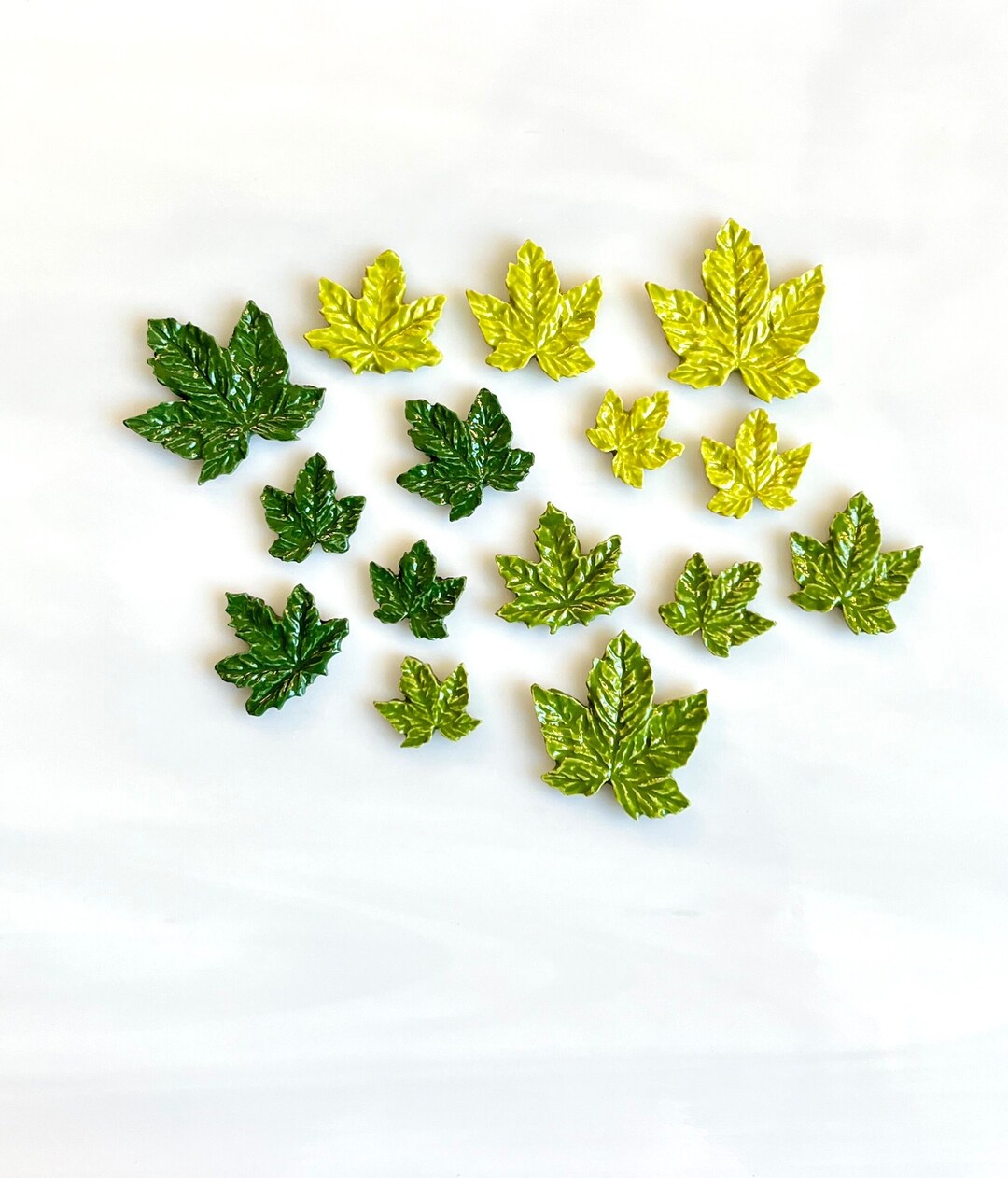 Ceramic Leaf Tiles, 10pcs, Choice of Color, Five Sizes, Variegated ...