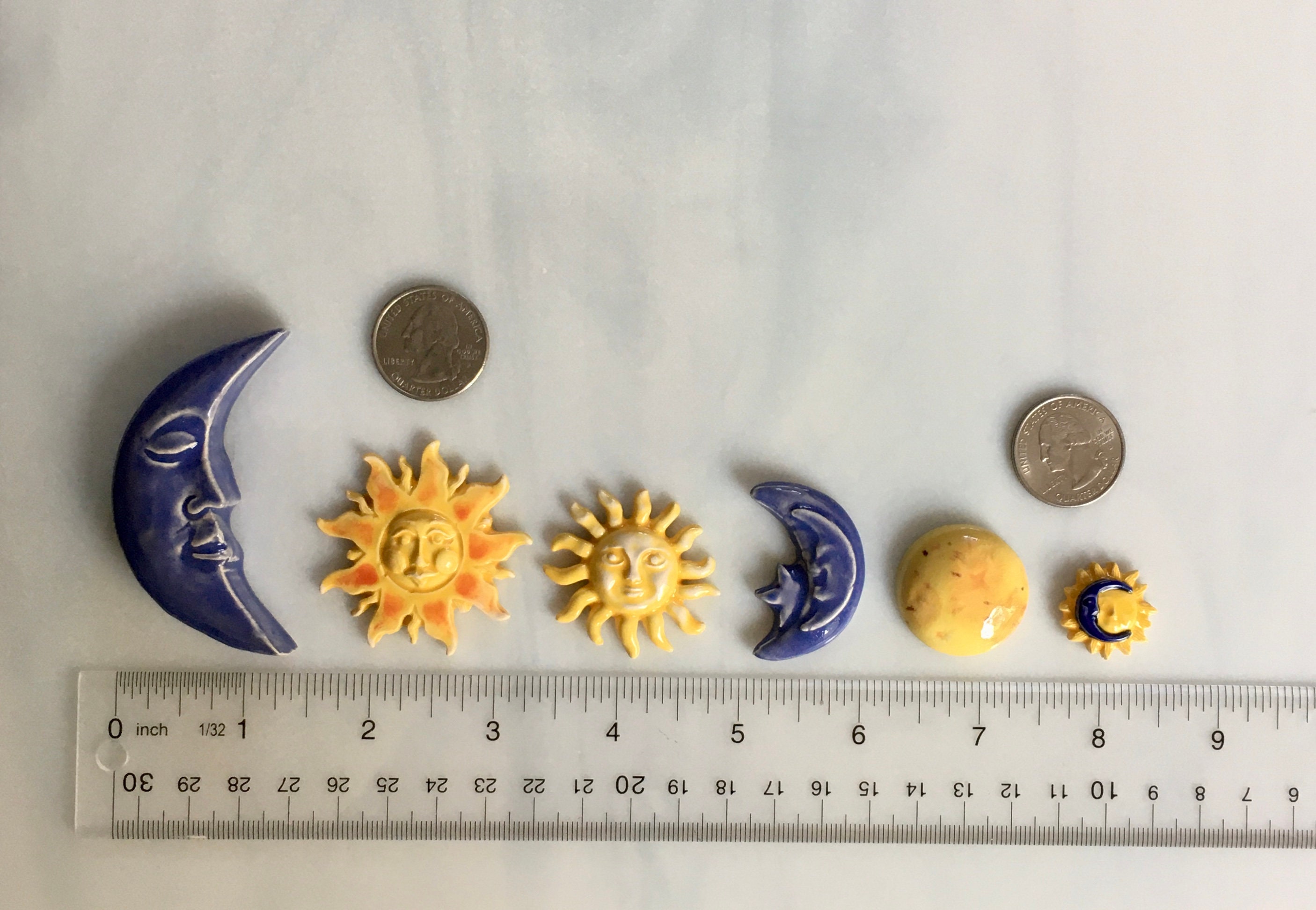 Ceramic Moon and Sun Faces 6pcs Variety Whimsical Moon and - Etsy