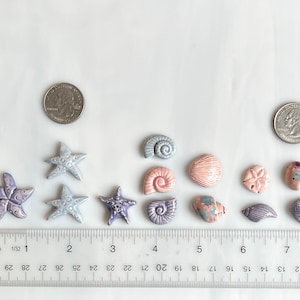 Ceramic Seashell and Sea Creature Tiles, 12pcs, Variety Pinks and ...