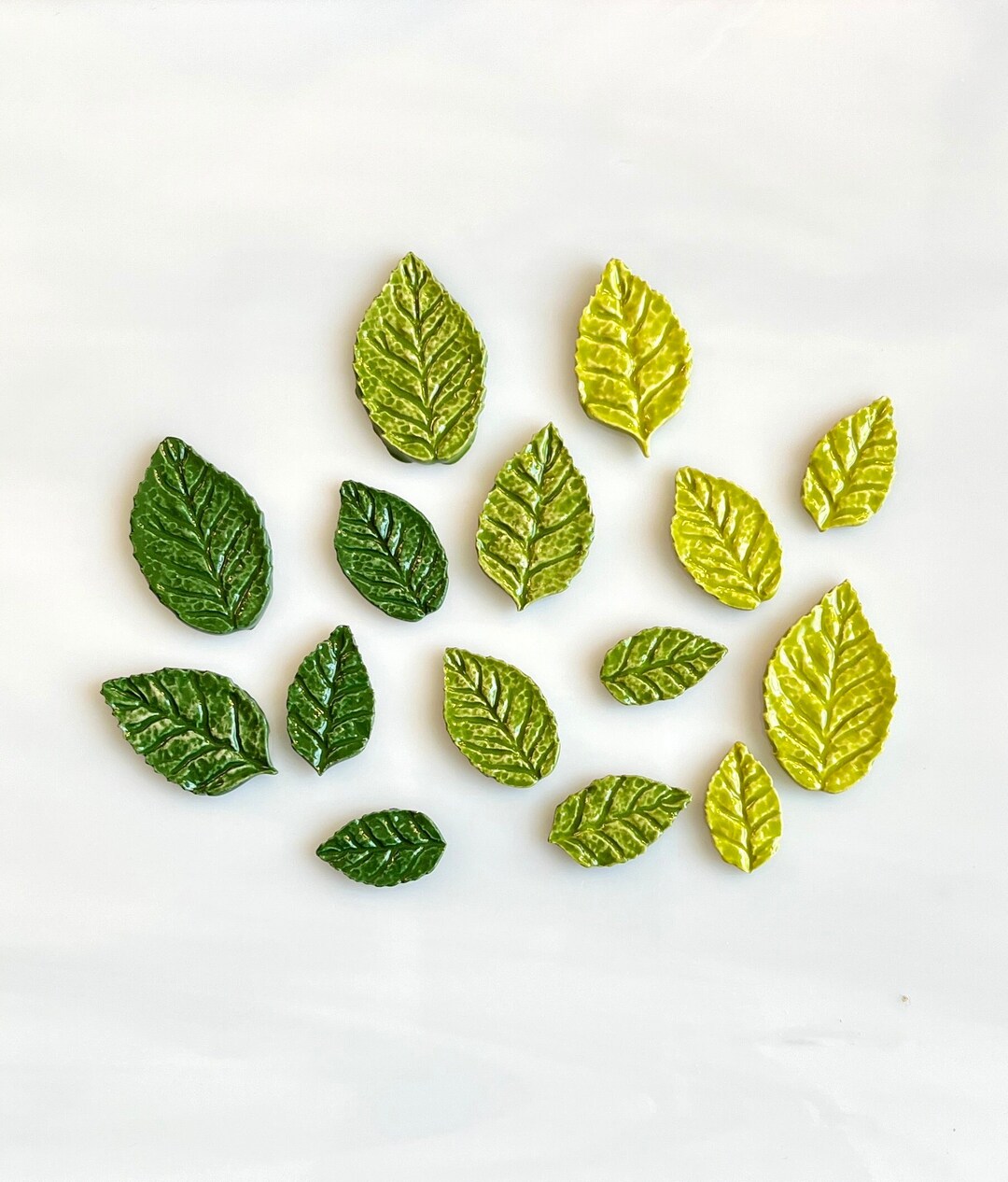 Ceramic Leaf Tiles, 10pcs, Choice of Color, Five Sizes, Variegated ...