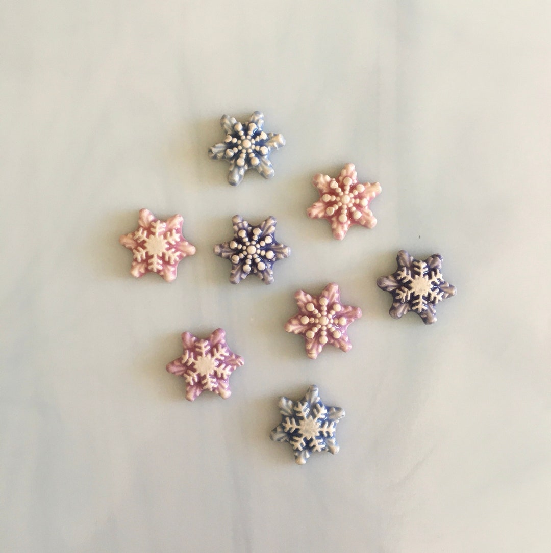 Ceramic Snowflake Tiles, 8 Pcs, Variety Styles and Colors, Winter Theme ...