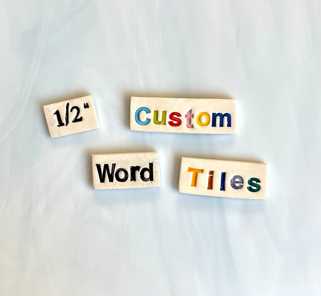 Ceramic Custom Word Tile, 1/2" Lettering Size, Block Font ...