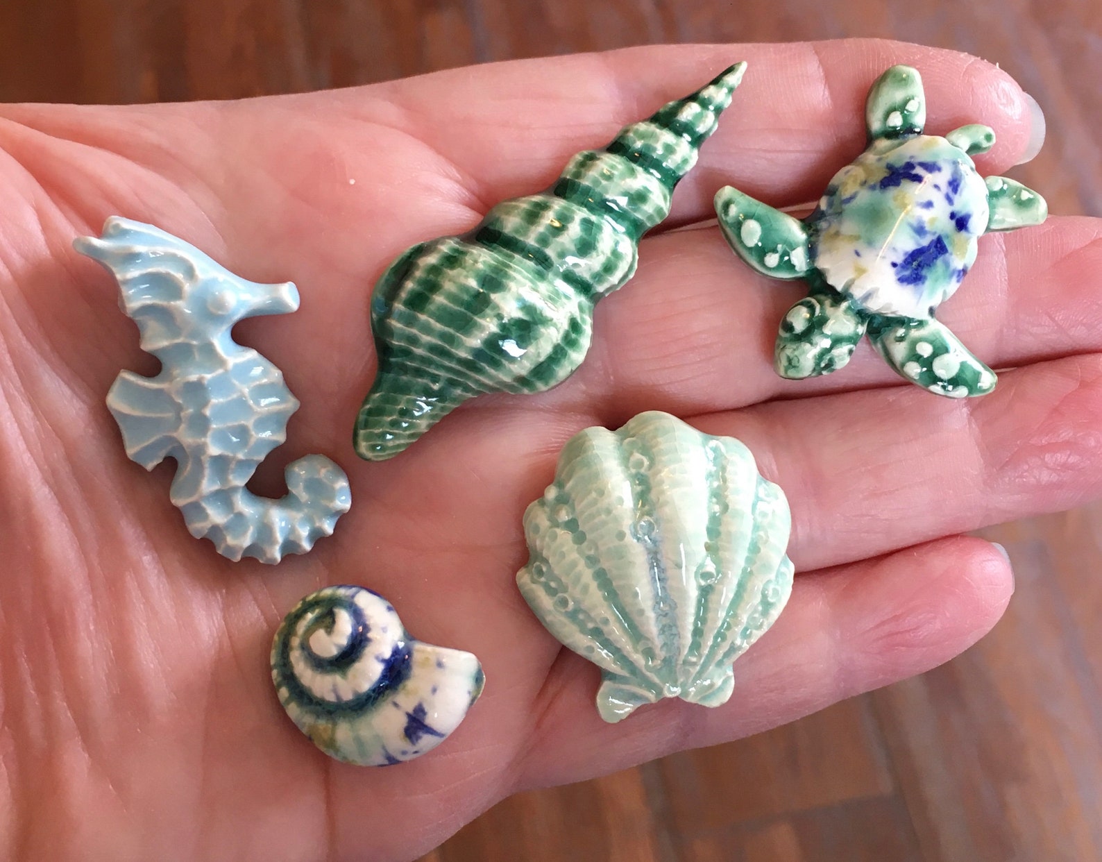 Ceramic Seashell and Sea Creature Tiles 10 Pcs Variety Blues - Etsy