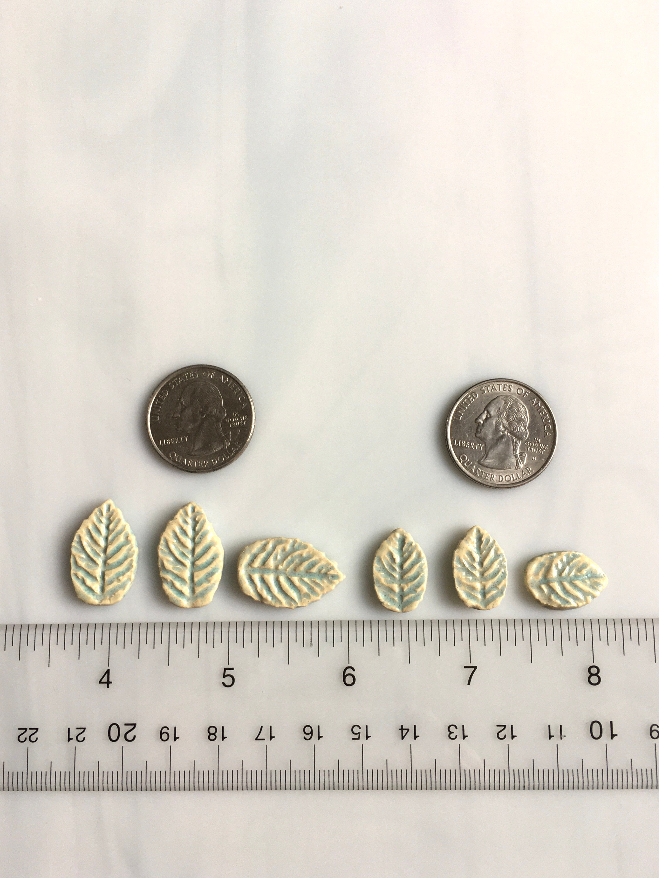 Ceramic Leaf Tiles 10 Pcs Variegated Leaves Soft Mint Green - Etsy