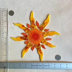 Ceramic Sun With Sun Ray Tiles, 17pcs, Whimsical Mandala Center, Ombre ...