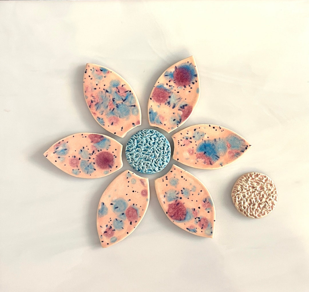 Ceramic Flower Petal and Center Tiles 8 Pcs Individually - Etsy