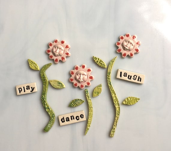 Ceramic Flower and Word Tiles 15pcs Complete Flower Set - Etsy
