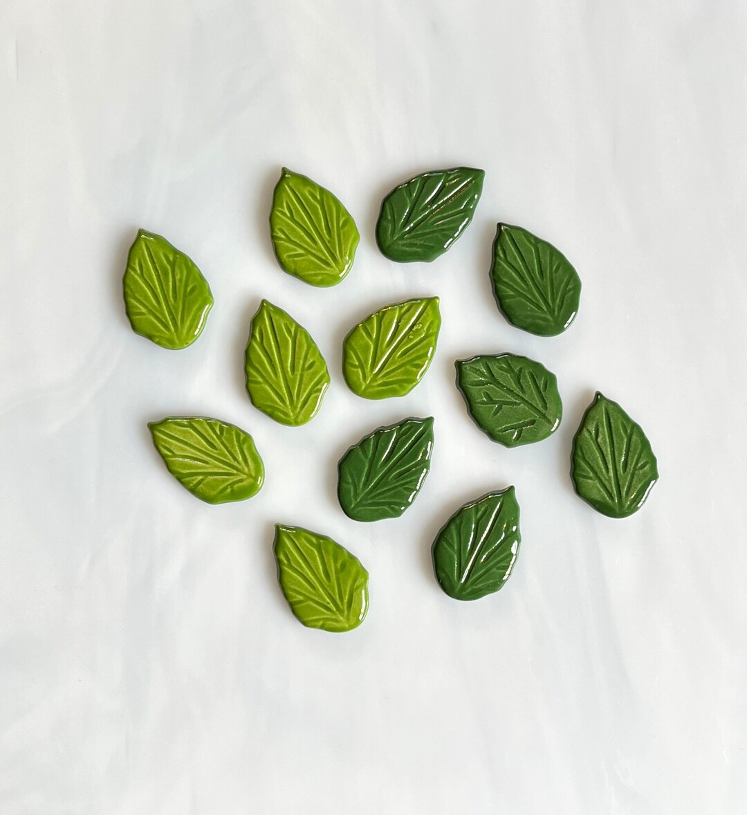 Ceramic Leaf Tiles, 6pcs, Hibiscus Leaves, Hand Carved and Stamped ...