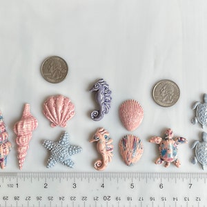 Ceramic Seashell and Sea Creature Tiles, 12pcs, Variety Pinks and ...
