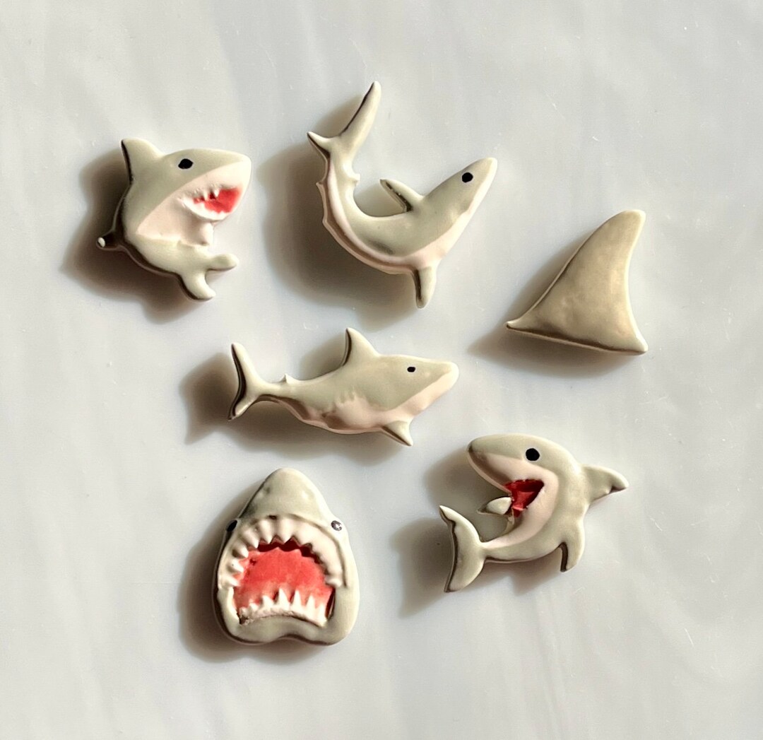 Ceramic Fish Tiles, 6pcs, Assorted Shark Tiles, Shark Fin, Variety ...