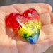 Glass Fused Heart, Pocket Hug, Rainbow, Hand Crafted, Gift Mother's Day ...