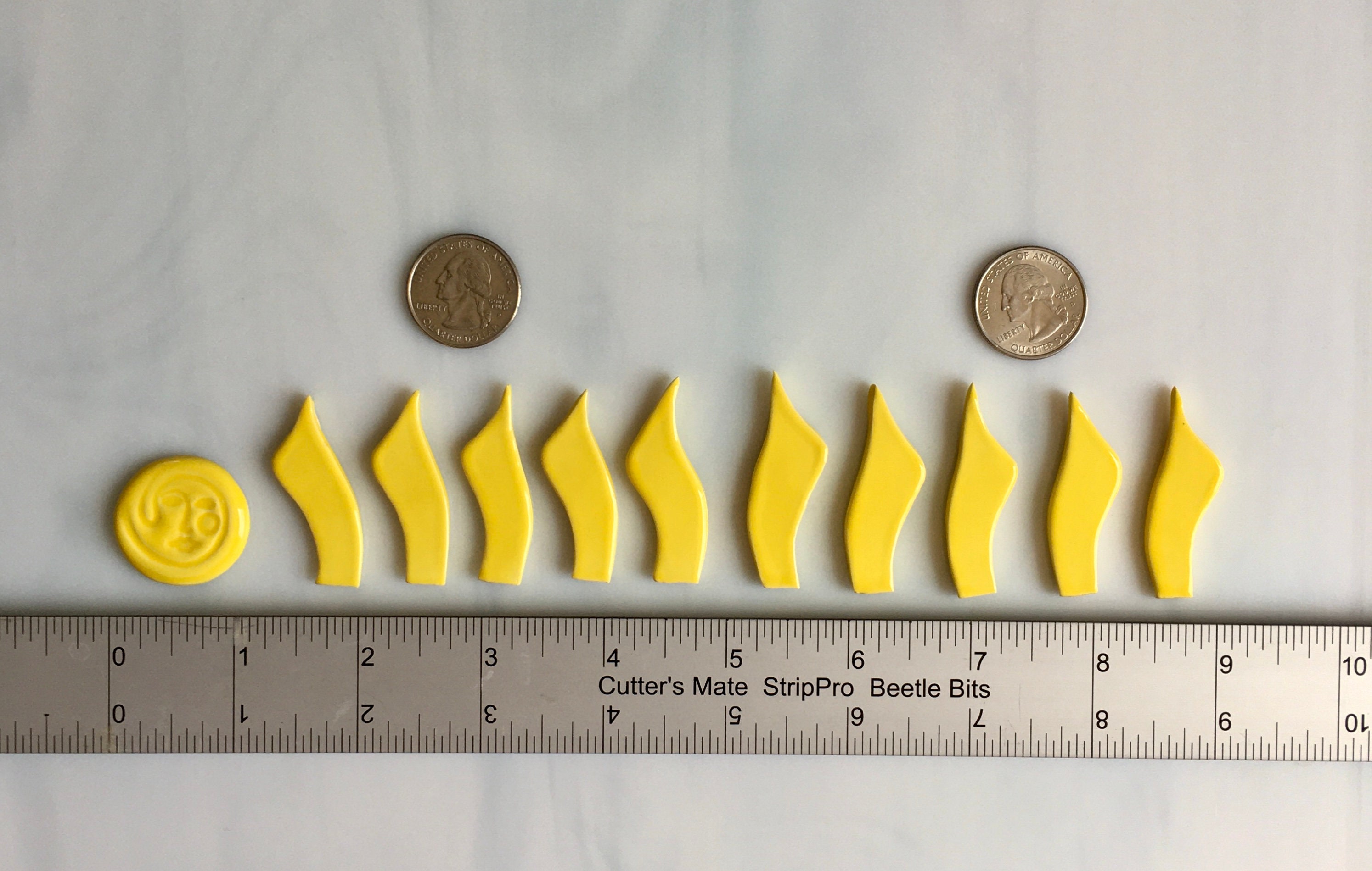 Ceramic Sun Face With Sun Rays, 11 Pcs, Bright Yellow, Whimsical Aztec ...