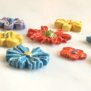 Ceramic Flower Tiles, 12 Pcs, Variety of Shapes and Sizes, Bright Blue ...