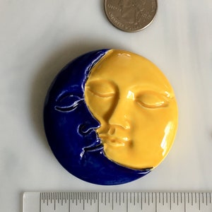 Ceramic Sun/moon Face & Star Tiles, 7pcs, Whimsical Sun/moon Face ...