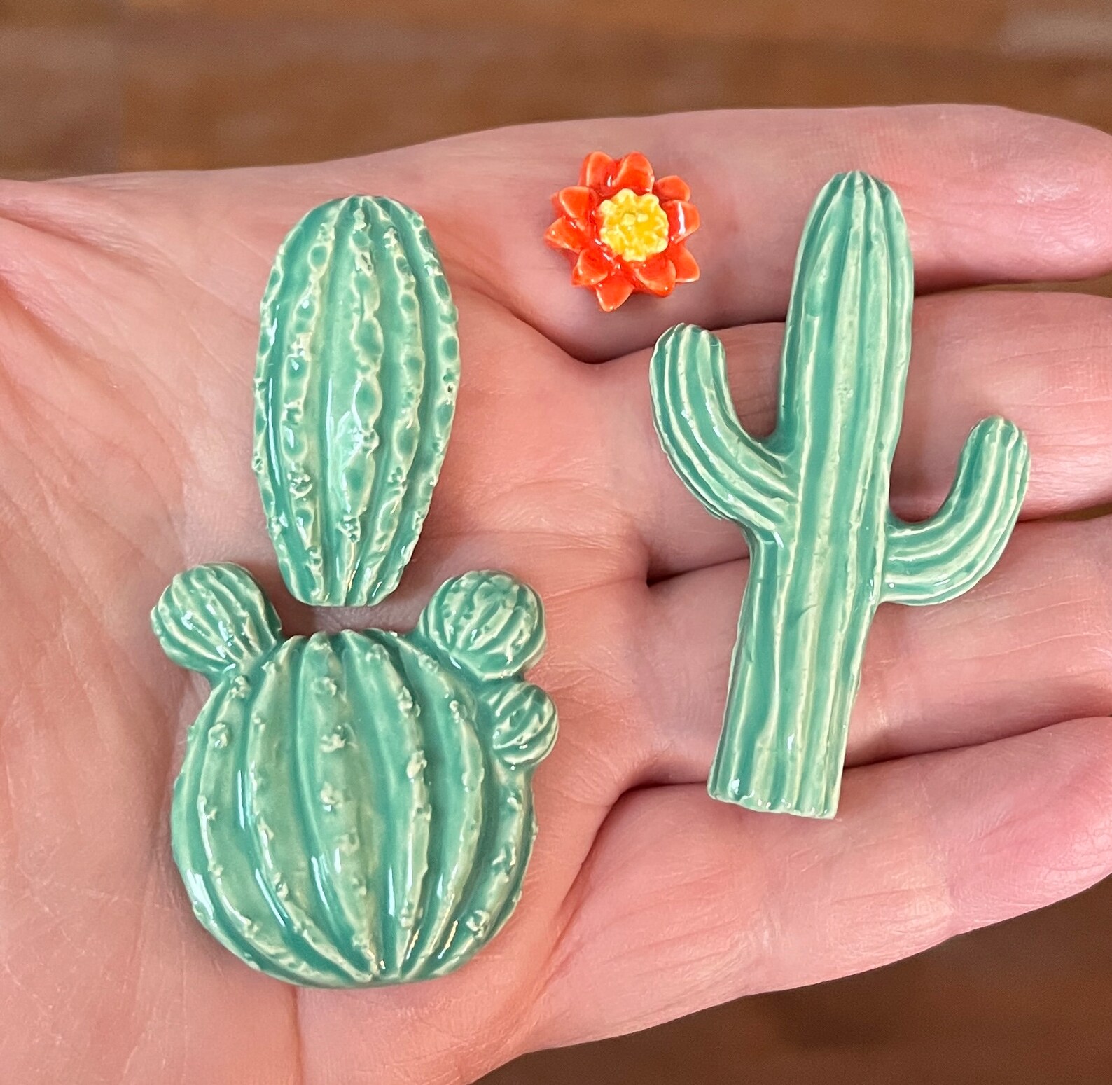 Ceramic Cactus Succulent Tiles, 8pcs, Variety of Styles and Sizes ...