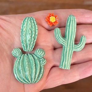 Ceramic Cactus Succulent Tiles, 8pcs, Variety of Styles and Sizes ...