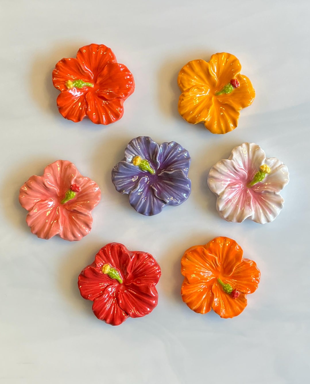 Ceramic Flower Tiles, 4pcs, Tropical Hibiscus, Choice of Bright Bold ...