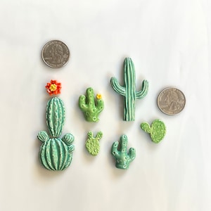Ceramic Cactus Succulent Tiles, 8pcs, Variety of Styles and Sizes ...