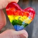 Glass Fused Heart, Pocket Hug, Rainbow, Hand Crafted, Gift Mother's Day ...