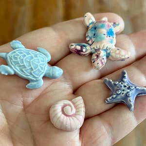 Ceramic Seashell and Sea Creature Tiles, 12pcs, Variety Pinks and ...