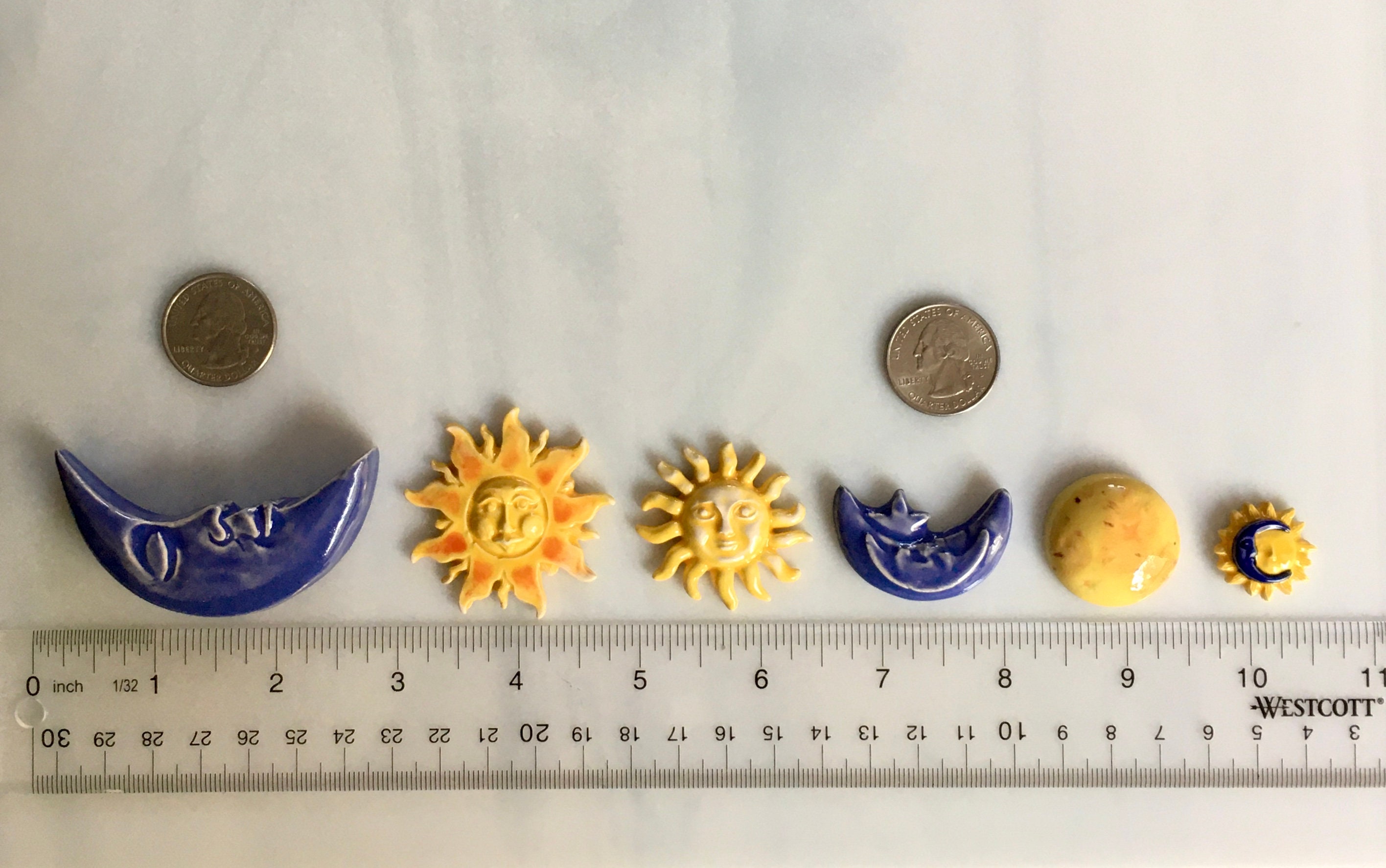 Ceramic Moon and Sun Faces 6pcs Variety Whimsical Moon and - Etsy