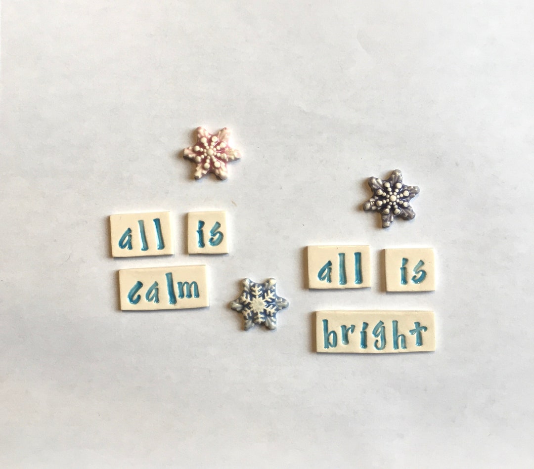 Ceramic Word and Snowflake Tiles 9 Pcs Christmas Holiday - Etsy