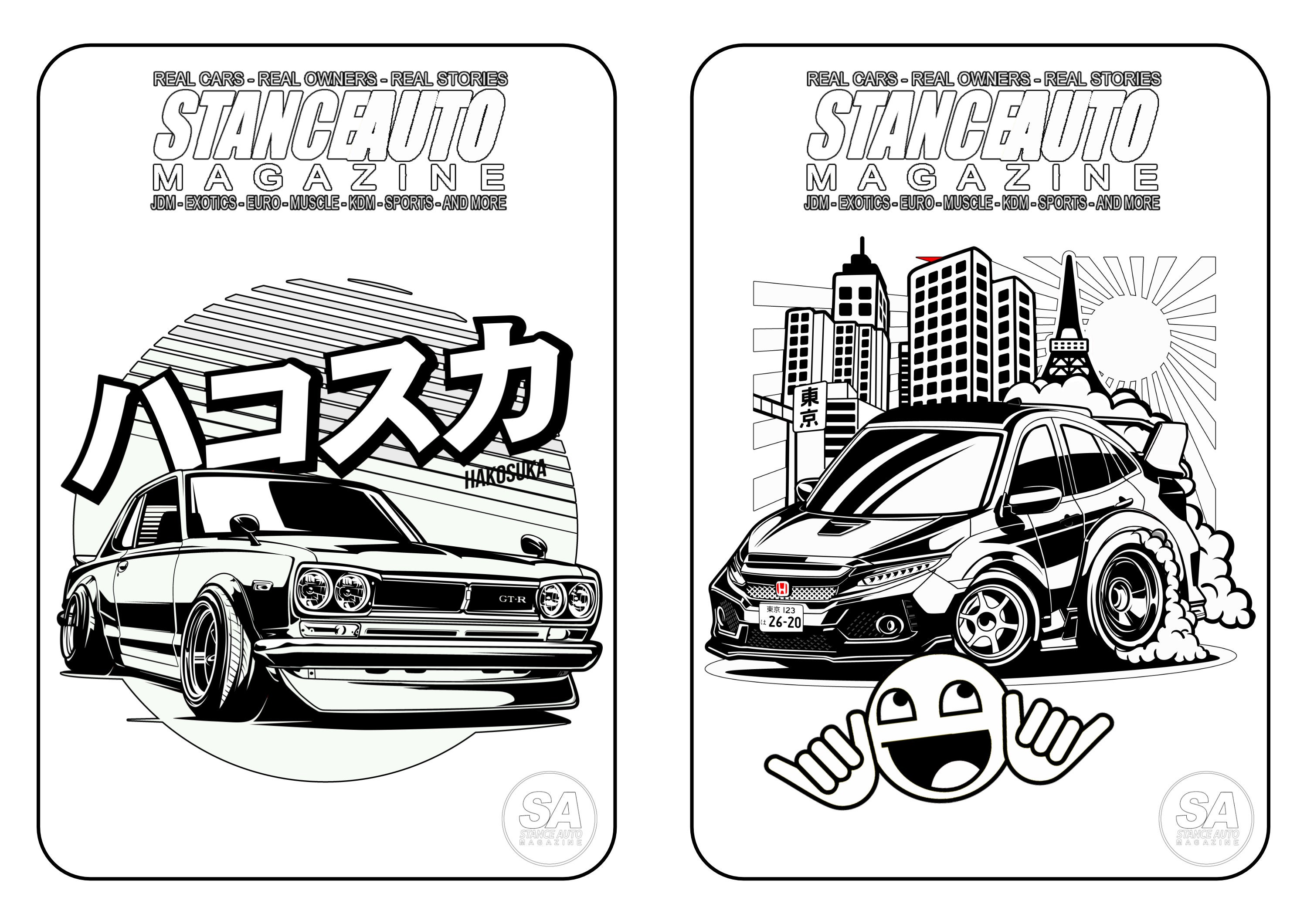 JDM Cars Colouring Book - Etsy UK