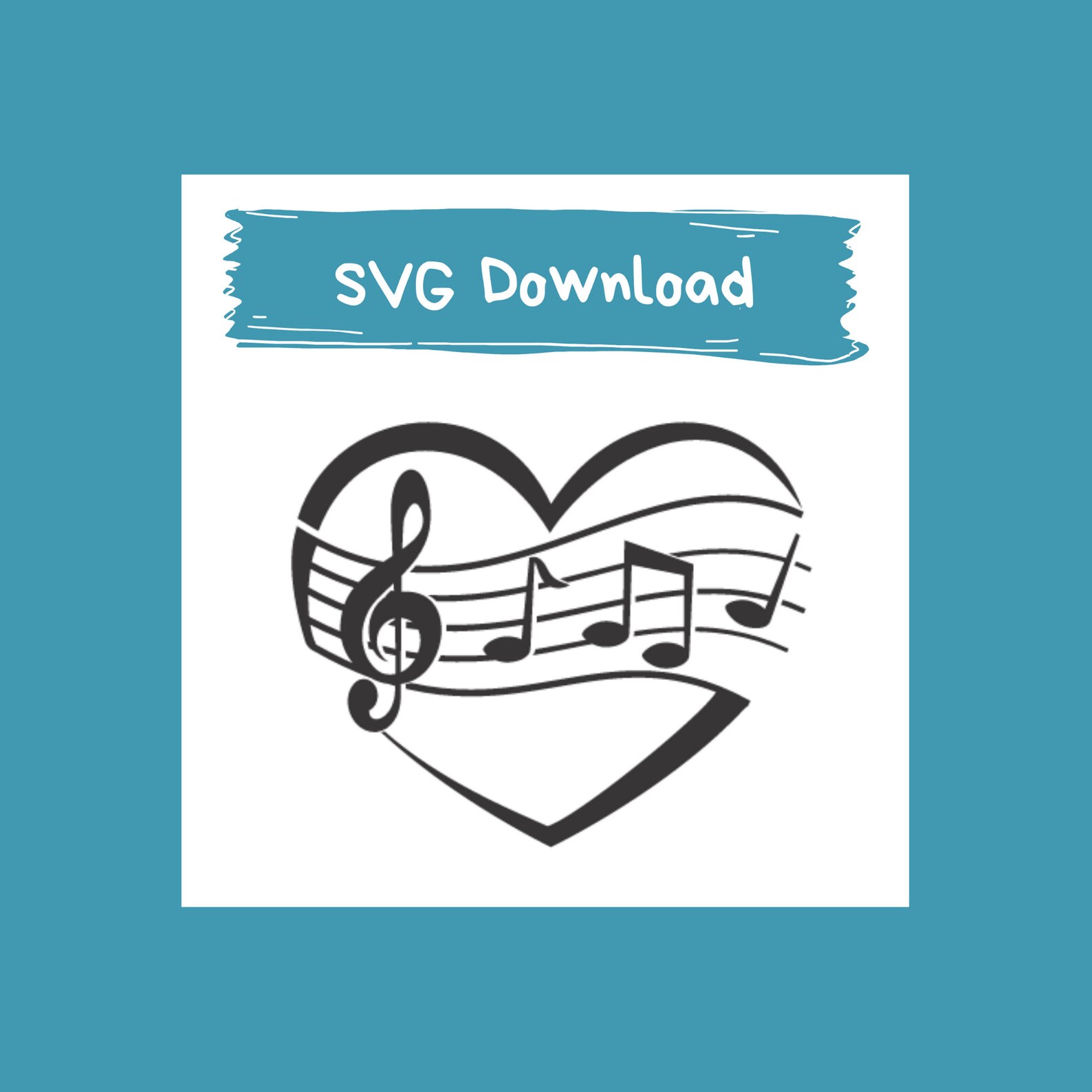 Musical Heart SVG Cutting File Music Note SVG Music Symbols Svg Instant ...
