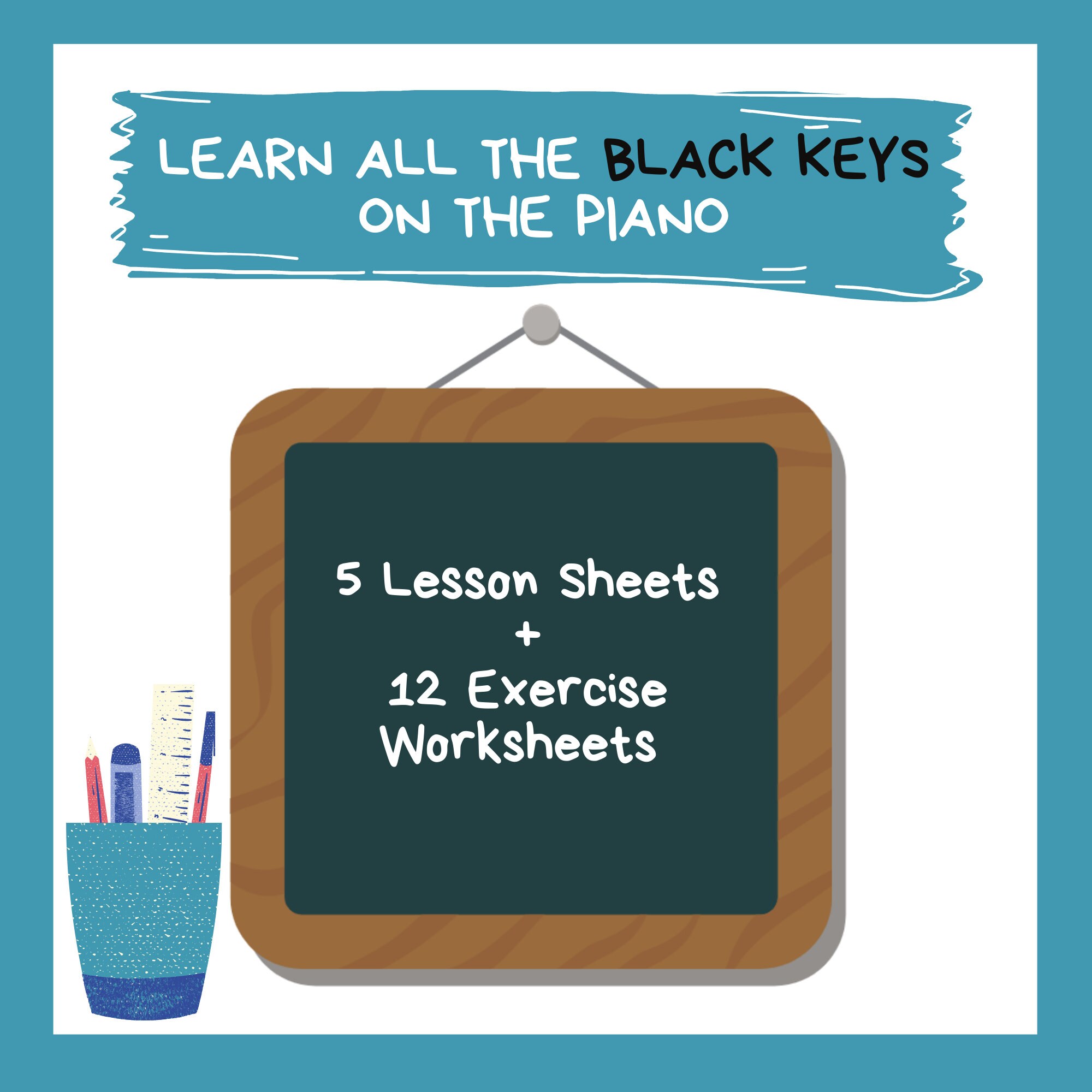 Learn Piano Black Keys Music Study Printables Lesson Sheets Exercise ...