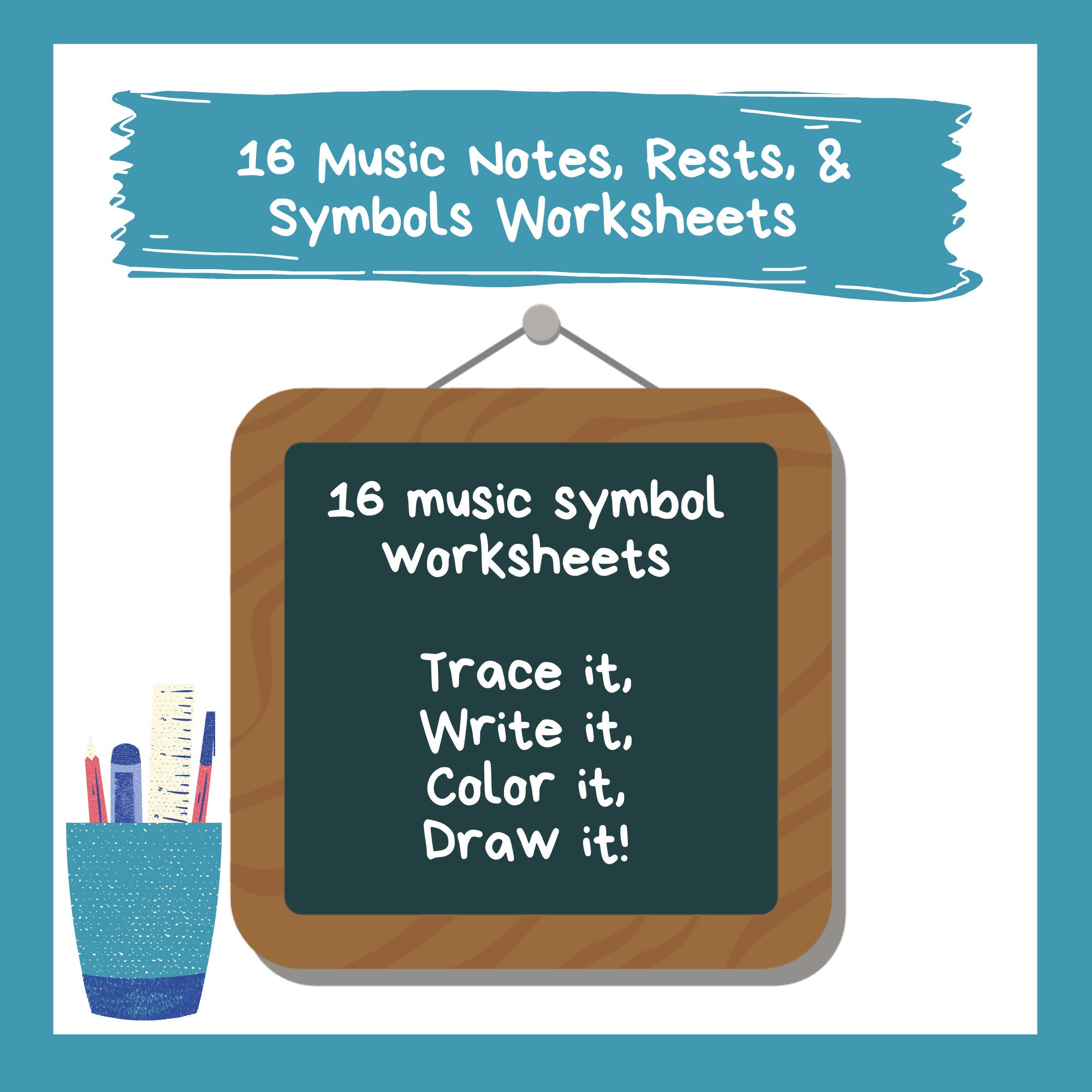 16 Music Notes, Rests, and Symbols Worksheets | Preschool-5th Grade ...